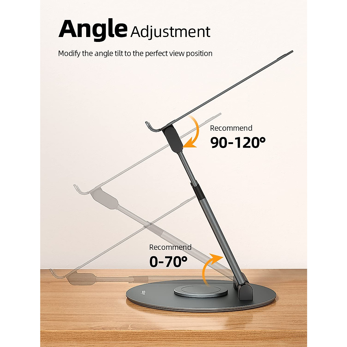 Nulaxy Telescopic 360 Rotating Laptop Stand for Desk Adjustable Height Swivel Pull Out Design Ergonomic Laptop Riser Fits All MacBook, Laptops - LS18