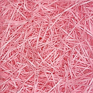 PEVOGON Pink Easter Grass Raffia Filler Paper Shreds for Easter Basket Gift Packaging Filling Egg Stuffer Party Supplies Decoration, 200G
