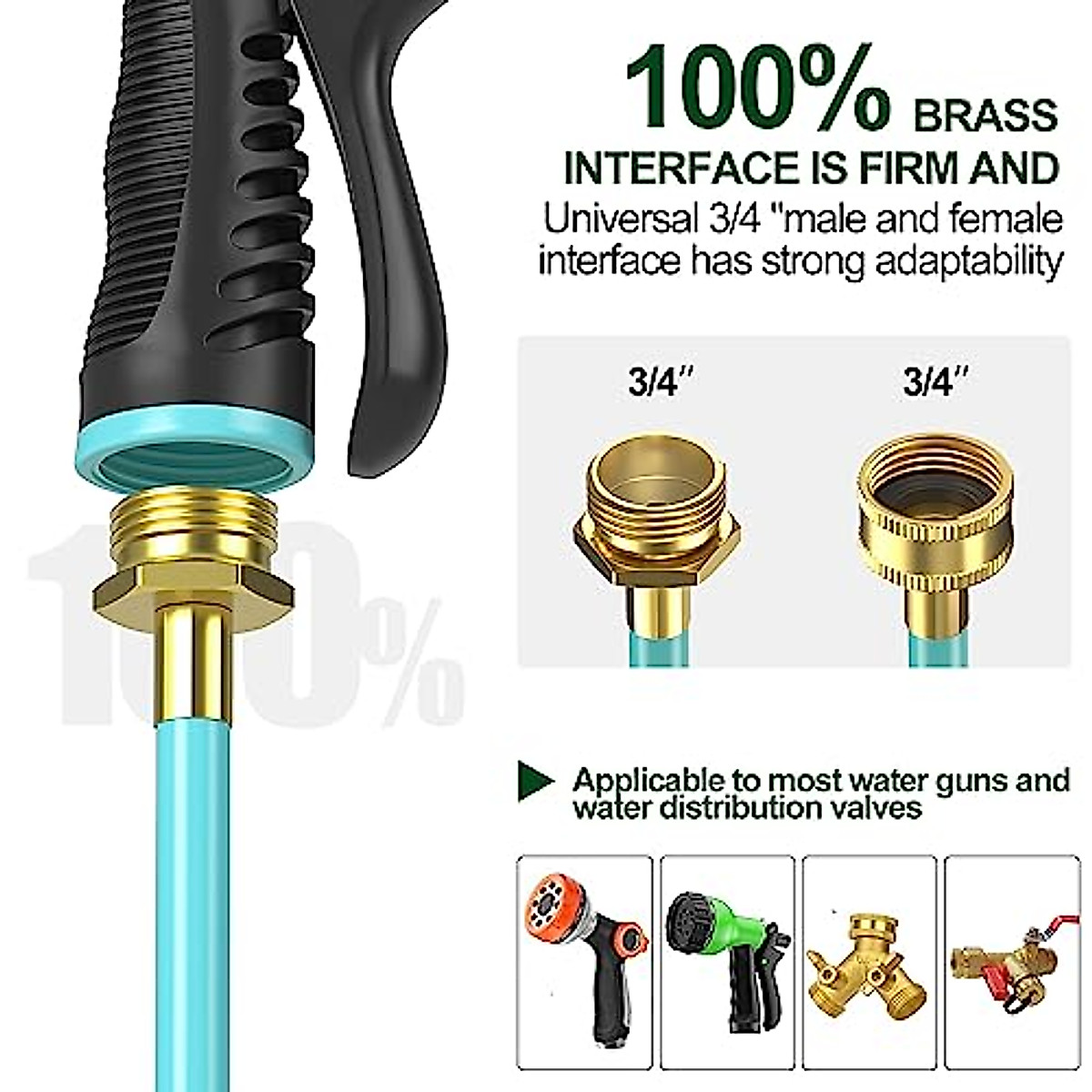 SPECILITE Garden Hose 50 FT, Flexible Water Hose with Nozzle, Collapsible Coiled Hoses Pipe for Boat, Outdoor, Lightweight and No Kink