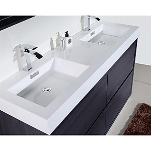 KubeBath Bliss 60" Gray Oak Double Sink Free Standing Modern Bathroom Vanity