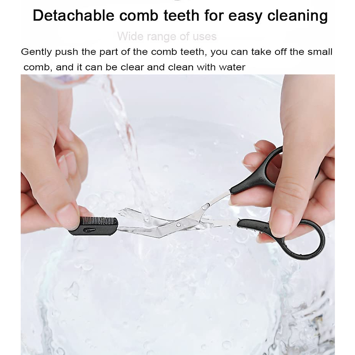 Erioctry Professional Precision Trimmer Eyebrow Scissors Remover Beauty Tool with Comb and Non Slip Finger Grips Black Silver Tone for Men