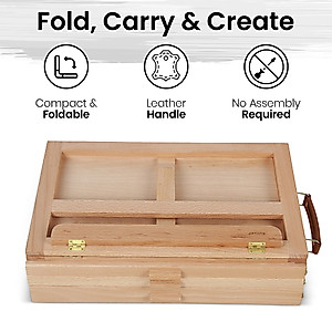 Wood Desk Table Easel - Handcrafted Beechwood Desktop Easel & Wooden Art Tabletop Box for Drawing, Painting, and Sketching with 3 Front Drawers for Supplies Storage