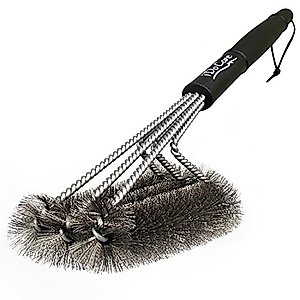 iDoCare 18" Wire Grill Brush - Safe Stainless Steel Brushes 3 in 1 Bristles - BBQ Grill Cleaning Brush for Weber Gas, Charcoal, Porcelain, Cast Iron & All Grilling Grates Accessories Gift