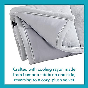 Dream Lab Calming Acupressure Cooling Reversible Weighted Lap Blanket with Glass Beads, 5 Pounds, Grey