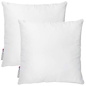 Pal Fabric Set of Two 14x14 White Cotton Feel Microfiber Square Sham Euro Sofa Bed Couch Decorative Pillow Insert Form Fill Stuffer Cushion Made in USA for Pillow Cover or Case (Set of 2-14x14)