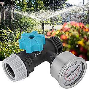 G3/4in Water Pressure Valve, Adjustable Water Pressure Regulator Valve with Pressure Gauge Greenhouse Garden Irrigation Controller