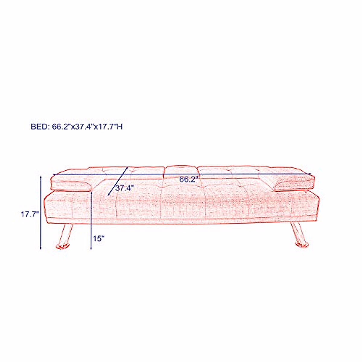 ERYE Modern Futon Loveseat Convertible Sleeper Bed for Living Room Apartment Small Space Furniture Sets with 2 Cup Holders Metal Legs,Removable Soft Pillow-Top Armrest, Sofa & Couch, Light Grey