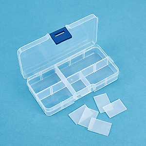 PH PandaHall 5 Pack 10 Grids Bead Organizer Plastic Storage Box Case Mini Tackle Box Container Jewelry Organizer with Movable Dividers for Small Stone Jewelry Sewing Fishing, 2.6x5x0.8 Inch