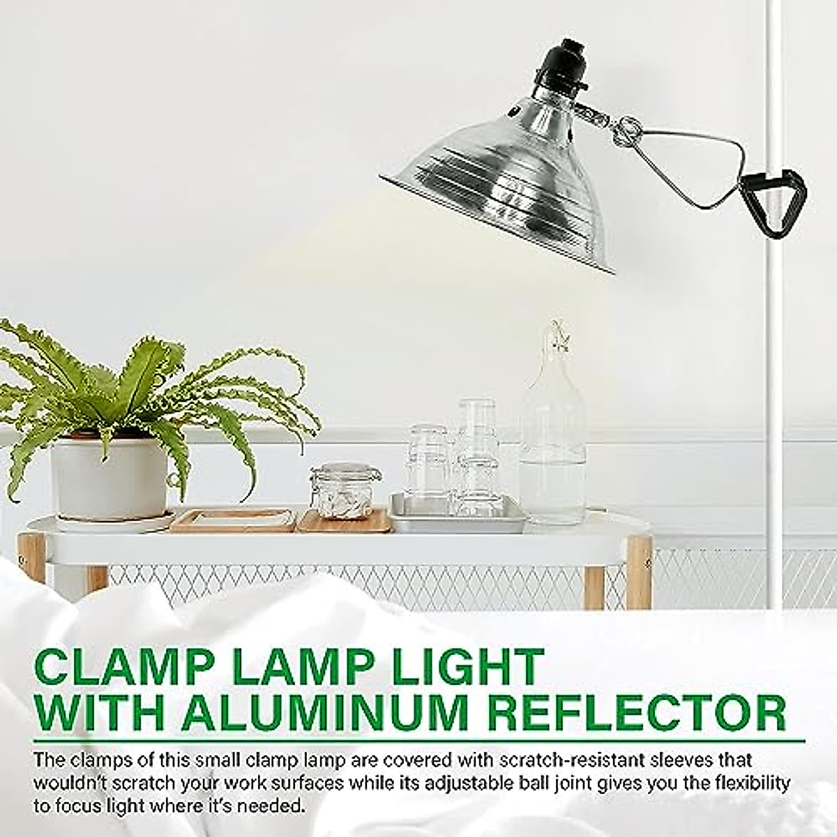 Simple Deluxe HIWKLTCLAMPLIGHTMX2 2-Pack Clamp Lamp Light with 8.5 Inch Aluminum Reflector Up to 150 Watt E26 Socket (No Bulb Included) 6 Feet 18/2 SPT-2 Cord, Silver