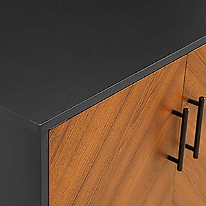 Walker Edison Fehr Mid Century Modern 2 Door Bookmatch Accent Cabinet , 28 Inch, Black