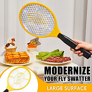 4 Pcs 17.3" Bug Zapper Electric Fly Mosquito Swatter Racket 1500 Volts Electronic Swatter Handheld Fly Killer Tennis Mosquito Bat Racket for Outdoor Indoor Camping Insect Fruit Fly Control