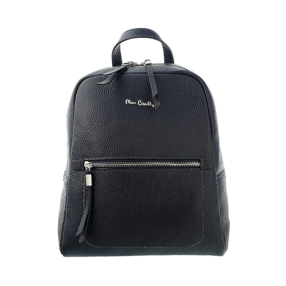 Pierre Cardin Navy Blue Leather Classic Medium Fashion Backpack for womens