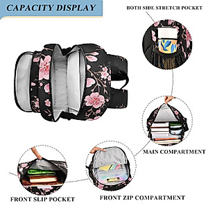 ALAZA Cherry Blossom Sakura Laptop Backpack Purse for Women Men FloralTravel Bag Casual Daypack with Compartment & Multiple Pockets