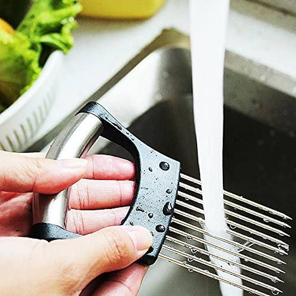 Boolavard The Best Onion Holder for Slicing All-In-One | Potato holder | Onion Cutter | Onion Chopper Stainless Steel