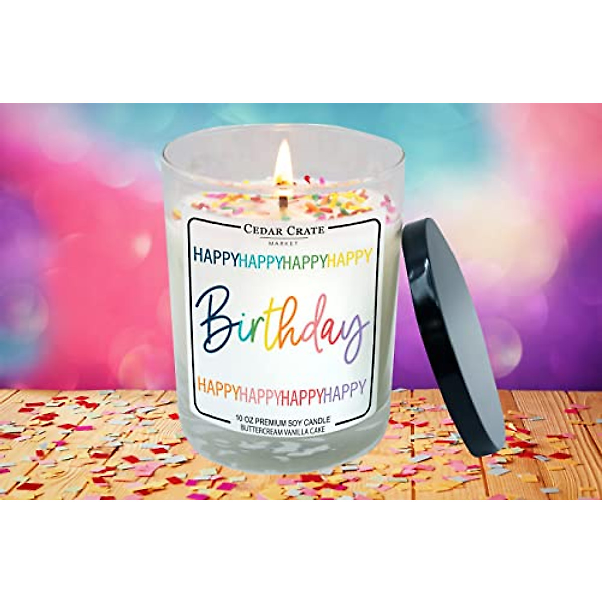 Happy Birthday Candle - Happy Birthday - Best Friends, Friendship Gifts for Women, Birthday Gift Ideas for Friends Female, Unique Birthday Candles Gifts for Bestie, Sister, Buttercream Vanilla Cake
