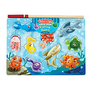 Melissa & Doug Magnetic Wooden Fishing Game and Puzzle With Wooden Ocean Animal Magnets