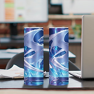 MoYueno Dragon Stuff, Slim Dragon Tumbler with Lid & Straw & Brush, Drake Cup, Loong Gifts for Men Animal Lovers, Loong Gift for Birthday, Blue & 20 Oz