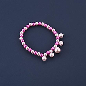 HANRESHE Charm Bracelet New Ladybug Bracelet Gift Pink Rose Red Imitation Pearl Bracelet Cosplay Girls Ladybug Party Kids Jewelry Elastic Adjustable Bracelet Costume Decoration for Kids