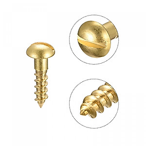uxcell Wood Screws M2.5 x 10mm Slotted Round Head Brass Self-Tapping Screw 50 Pcs