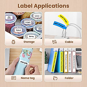 Binardat Industrial Label Printer, 0.6 inch Color Thermal Transfer Label Maker with Tape and Paper, Bluetooth Rechargeable for NIIMBOT App, High Reliability Labels Print with Robbin (B18)