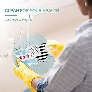 Chicago Flag and American Flag Glass Cutting Board Round Kitchen Decorative Chopping Blocks Mats Food Tray for Men Women