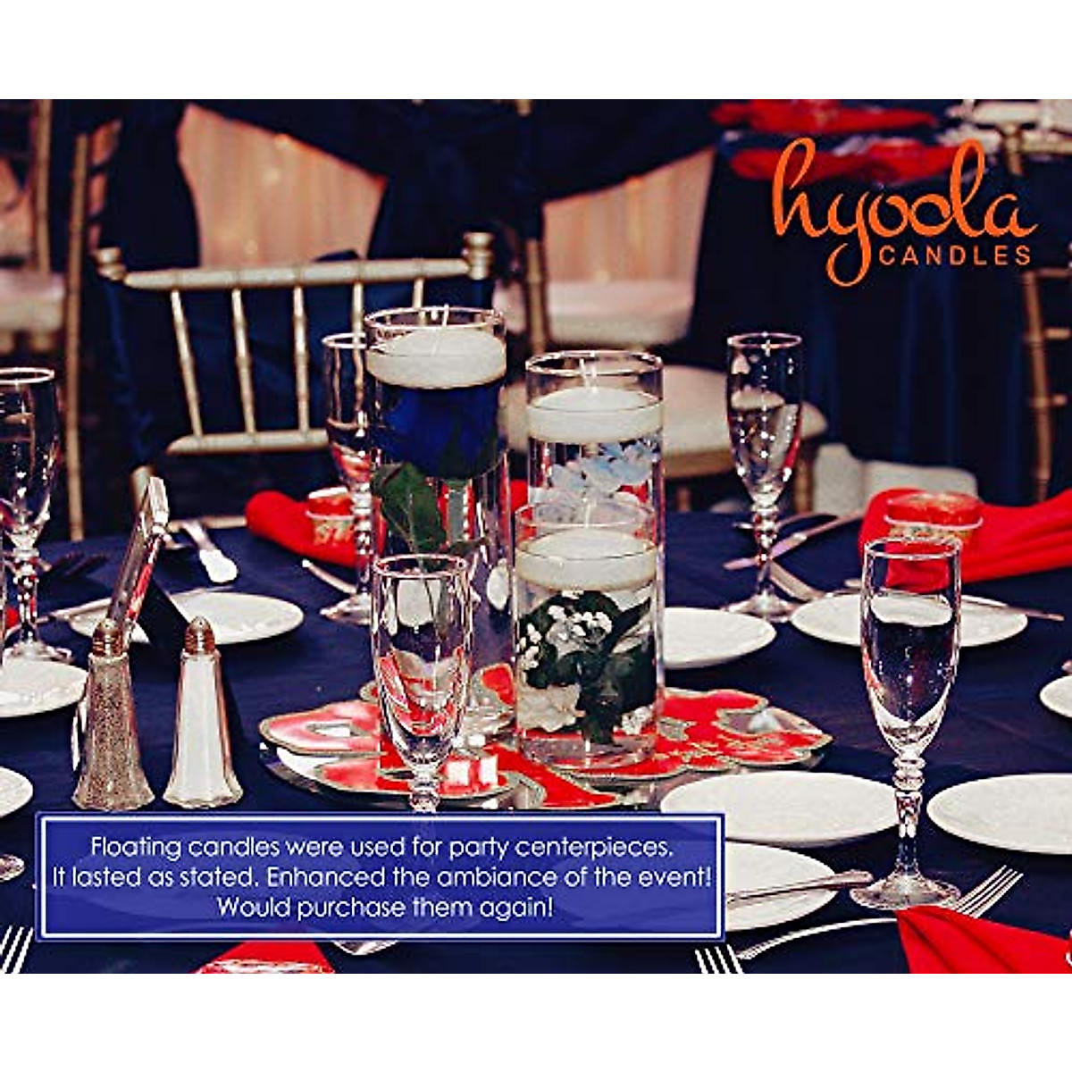 HYOOLA Premium White Floating Candles 1.75 Inch - 3 Hour - 20 Pack - European Made