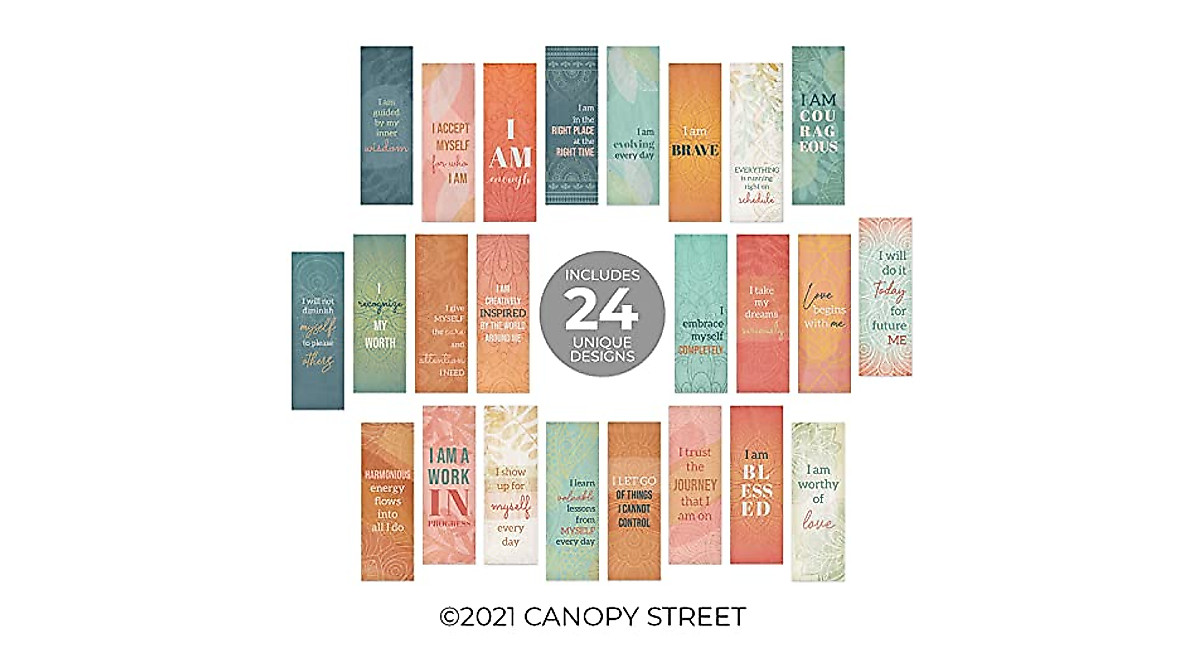 Motivational Bookmarks Set - 24 Bright Uplifting Quotes for Readers