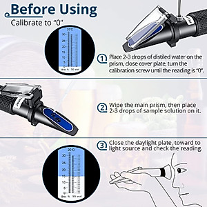 ALLmeter Brix Refractometer with ATC Dual Scale Specific Gravity 1.000-1.130 and Brix 0-32% Digital Handheld Homebrewing Tool for Beer and Wine Makers Homebrew Brix Meter Fruit Sugar Content