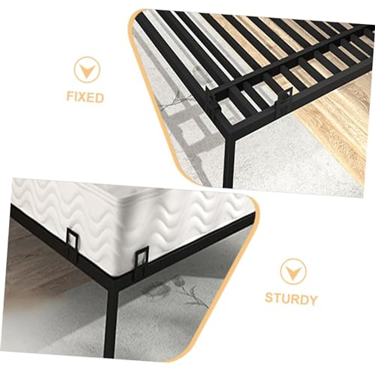 MOLUCKFU 1 Set Mattress Retainer Bed Mattress Adjustable Bed Frame Bed Stand Bed Pads Bedding Bed Shelf Bed Frames Metal Mattress Slide Stopper Mattress Non-Slip Stoppers Iron Black