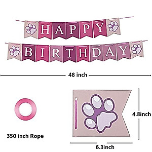 Dog Birthday Party Supplies, Dog Birthday Party Decoration Set, Dog Cute Hat Triangle Scarf Bow Dog Head Banner and Cute Balloon, Used for Dog Birthday Party Decoration (Pink)