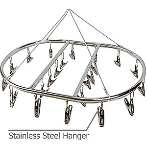 EIKS Sock Drying Rack with 22 Clips and Swivel Hook Stainless Steel Wind-Proof for Drying Sock, Underwear, Laundry