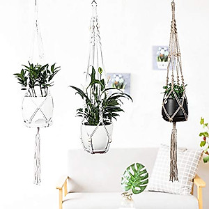VISEMAN Macrame Plant Hanger-Outdoor Indoor Hanging Planter Holder/Hanging Basket Flower Hangers Cotton Rope with Bead for Home Decor