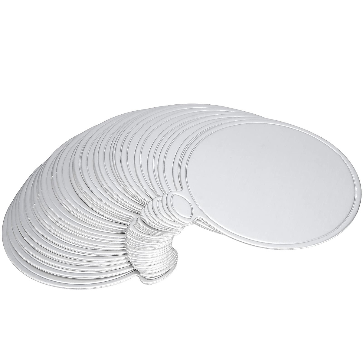SEUNMUK 400 Pack 3.5 Inch Round Silver Cardboard Mousse Cake Base Mini Round Cake Base, Food Grade Grease-Proof Disposable Silver Cake Cardboard