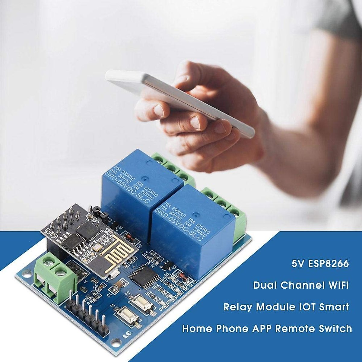5V ESP8266 Dual Channel Relay Module IOT Smart Home Phone APP Remote Switch with 100M Distance
