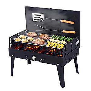 Advanced Portable Charcoal Grill Outdoor Folding Barbecue Grill Comes with BBQ Toolbox Grill Barbecue Grill Stall