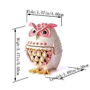 QIFU Owl Series Hand Painted Trinket Box with Rich Enamel and Sparkling Rhinestones Unique Birthday Gift
