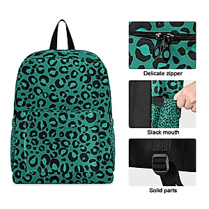 ZOEO Teal Black Leopard School Backpack for Women Girls Daypack Bag Teen Men Laptop Bookbags Casual Bags for Traveling Hiking Work Camping