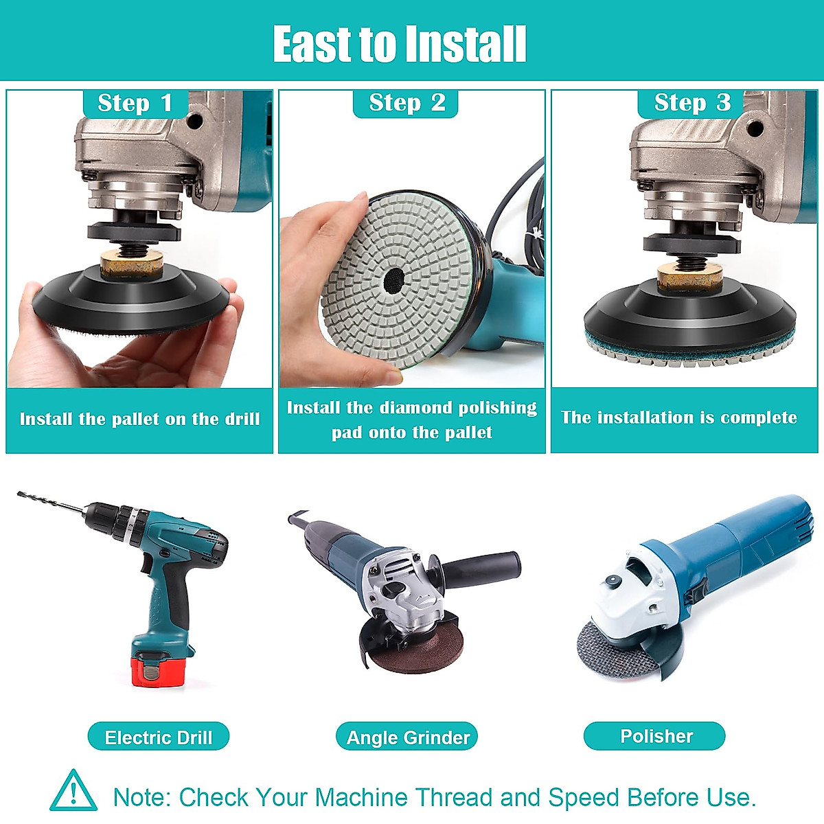 12+1 Packs Diamond Polishing Pads Set, Anglecai 4 Inch Dry/Wet Granite Polishing Kit for Concrete Polishing Pads, 50-8000 Grit Pads for Marble Polishing Kit for Tile Polishing Pads for Grinder