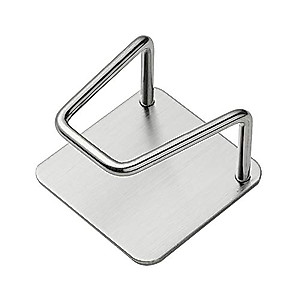 Queenbox 2 x 2 x 1.3 Adhesive Sponge Holder, Silver Brushed Stainless Steel Kitchen Sink Organizer for Draining Scrubbing Brush, Dishrag, Soap