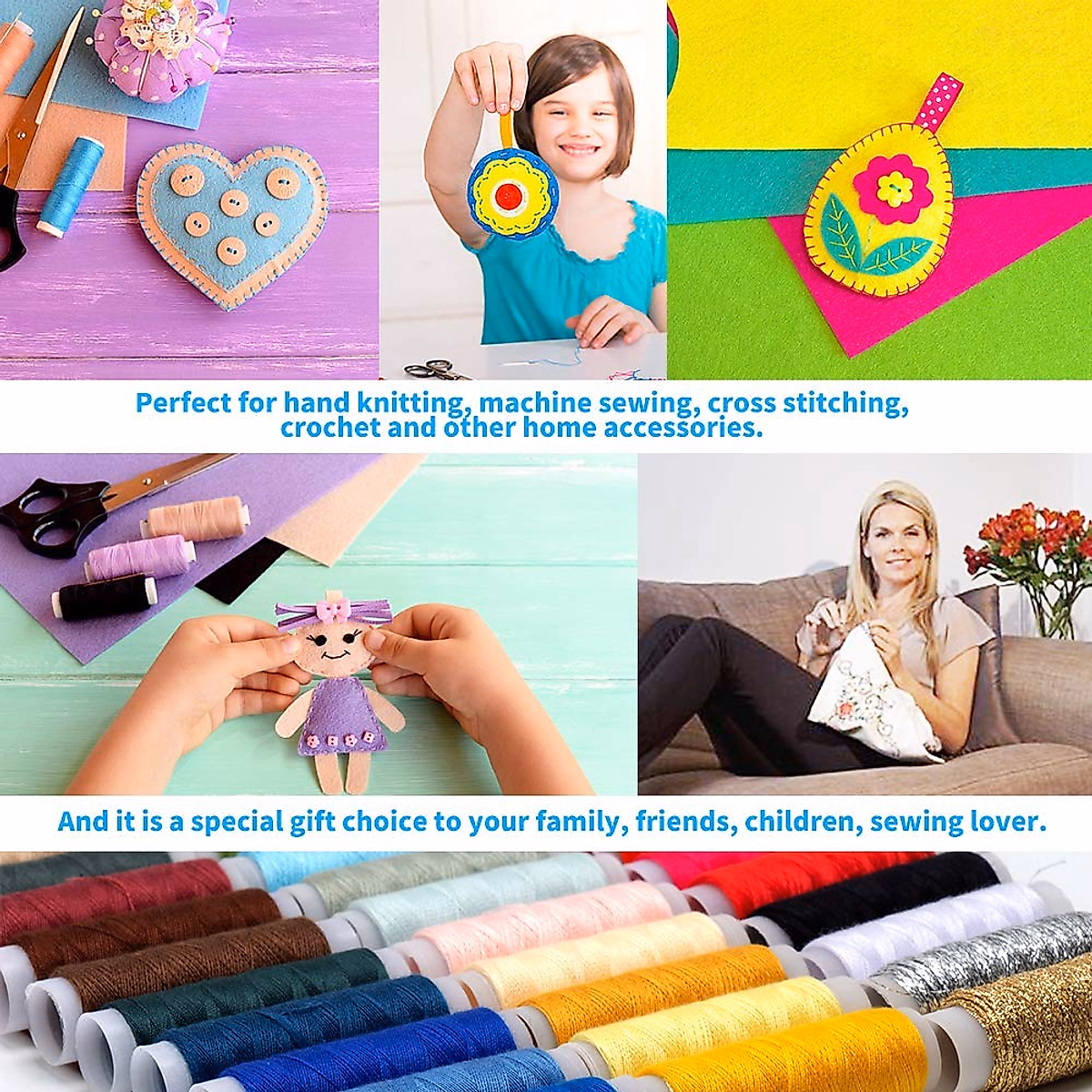 Pack of 39 Assorted Colour Polyester Sewing Threads Spool Set