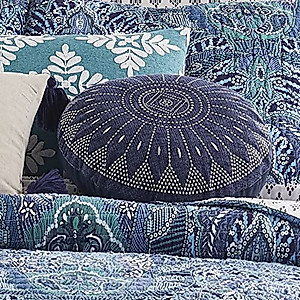 Levtex Home - Bellamy Teal - Decorative Pillow (16in. Round) - Medallion - Navy and White