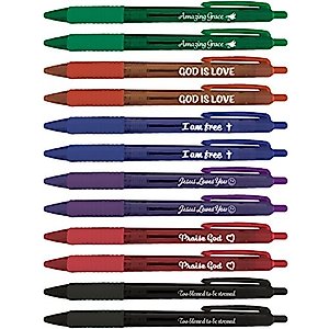 Greeting Pen Christian Inspirational Translucent 12 Pen Set with 6 designs (46005)