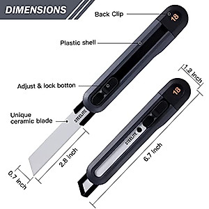 Steelite Ceramic Utility Knife Safety Box Cutter Package and Box Opener Extra Long Insulation Foam Tool Safe Retractable Ceramic Blade