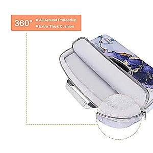 MOSISO 360 Protective Laptop Shoulder Bag Compatible with MacBook Air 15 inch M2 A2941 2023/Pro 16 inch M3 M2 M1 2023-2019, 15-15.6 inch Notebook, Polyester Sleeve with Belt Marble MO-MBH348