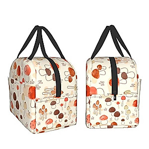 Senheol Cute Mushroom Print Lunch Box, Kawaii Small Insulation Lunch Bag, Reusable Food Bag Lunch Containers Bags for Women Men