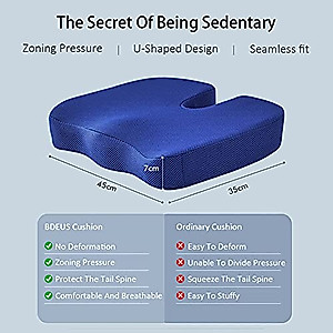 JTYX Coccyx Cushion Memory Foam Orthopedic Seat Cushion for Office Chair, Car Seat & Wheelchair - Sciatica Cushion Ergonomic Posture Seat Pads