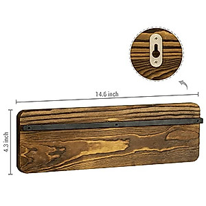 MyGift Burnt Wood Sunglasses Organizer Wall Mounted Rustic Eyeglasses Display Holder, Eyewear Glasses Hanging Rack with Black Metal Rail