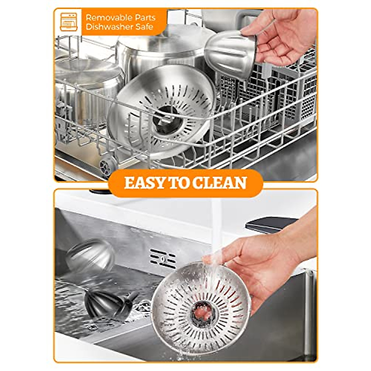 OSTBA Citrus Juicer Electric, Orange Juicer with Two Cones, Lemon Lime Grapefruit Orange Juice Squeezer, Anti-drip Spout, Stainless Steel Handle, Easy to Clean and Use