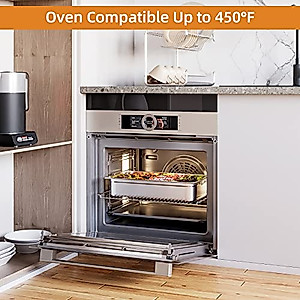 RIEDHOFF 6 Pack Full Size Hotel Pan, [NSF Certified][with Handle & Lid] Commercial Stainless Steel 4 Inch Deep Anti-Jamming Steam Table Pan