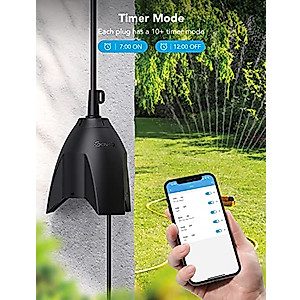 Govee Outdoor Smart Plug, 3-in-1 Compact Outdoor WiFi Bluetooth Plug, Conical Waterproof Design, 15A Outdoor Smart Outlet with Timer, Compatible with Alexa and Google Assistant, No Hub Required